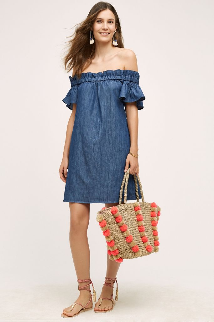 Denim Off The Shoulder Dress Anthropologie