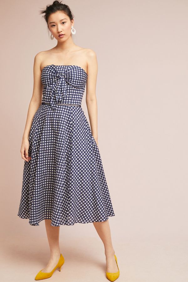 Shoshanna Bowed Gingham Dress | Anthropologie