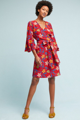 Magpie Silk Wrap Dress | Anthropologie