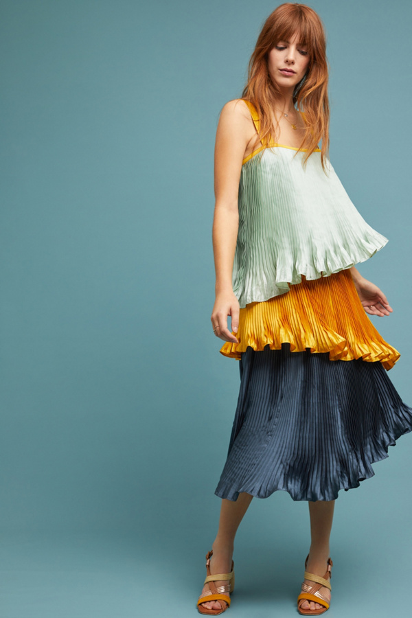 Pleated Colorblock Dress | Anthropologie