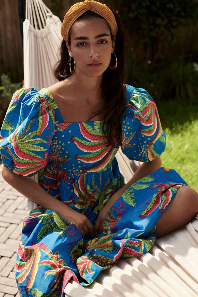 Farm Rio Tropics Tiered Midi Dress | Anthropologie