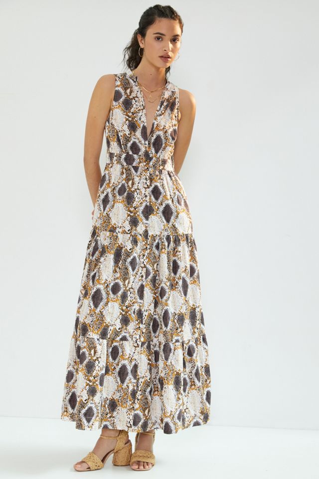 Maeve Snake-Printed Maxi Dress | Anthropologie