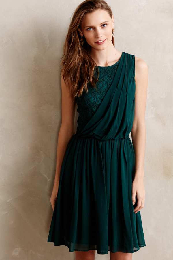 Evergreen Draped Dress | Anthropologie