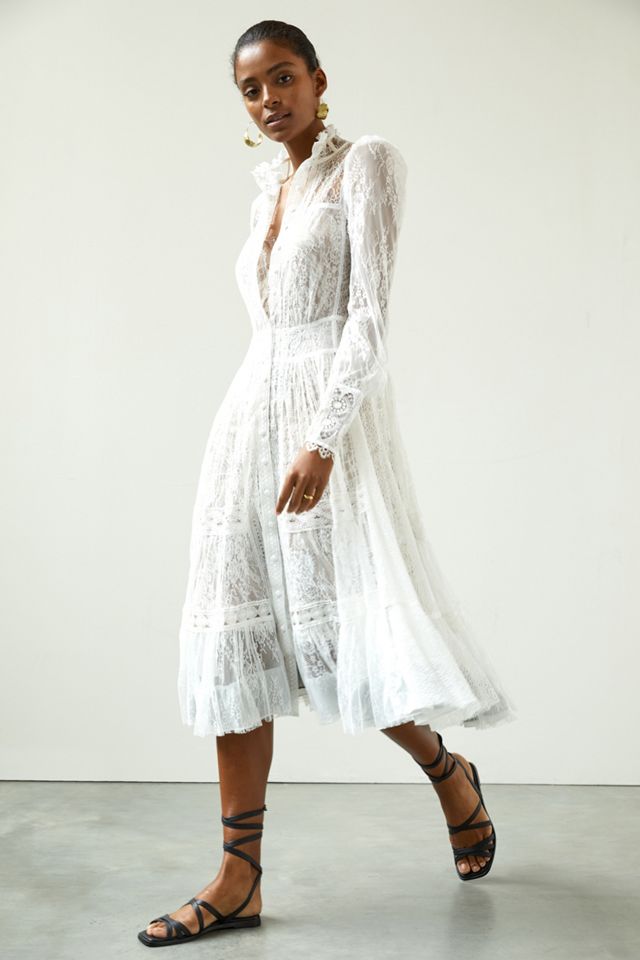 In Earnest by Byron Lars Lacy Midi Dress | Anthropologie