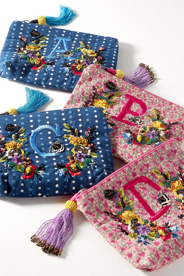 Embroidered Monogram Pouch | Anthropologie UK