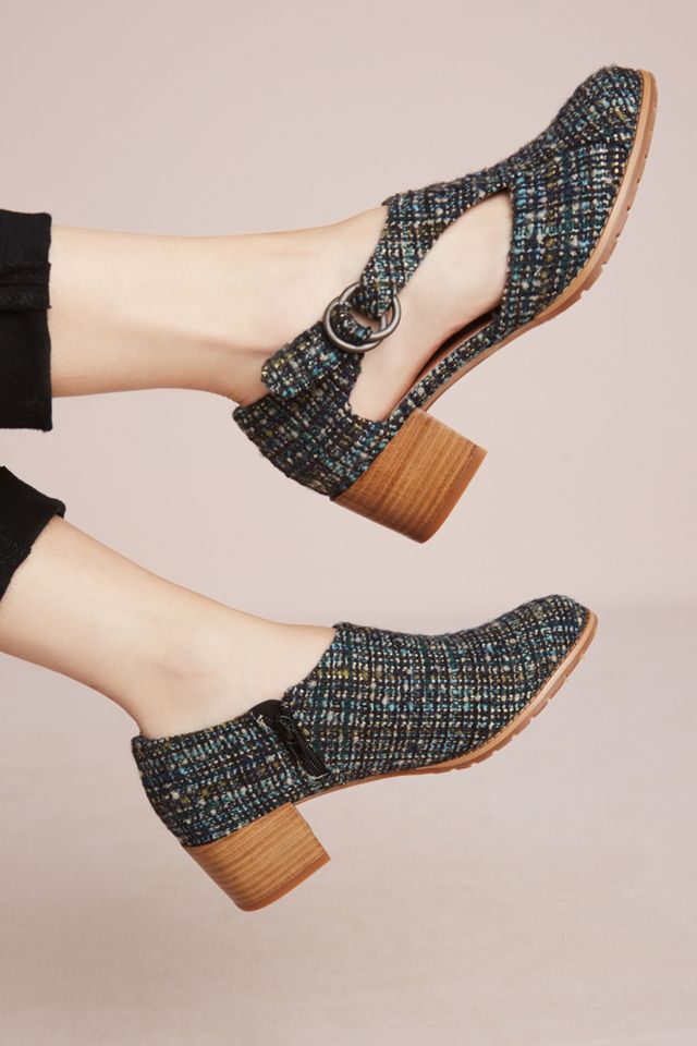 All Black Tweed Cutout Heels | Anthropologie