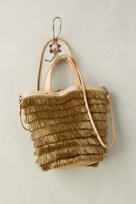 Ruffled Raffia Tote Bag | Anthropologie