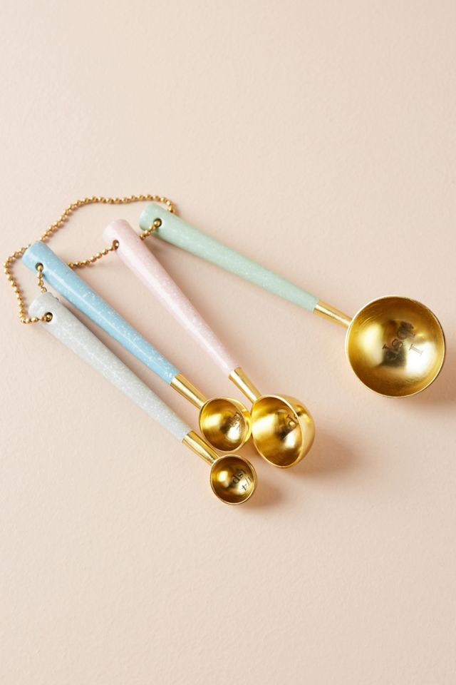Pastel & Brass Measuring Spoons, Set of 4 | Anthropologie
