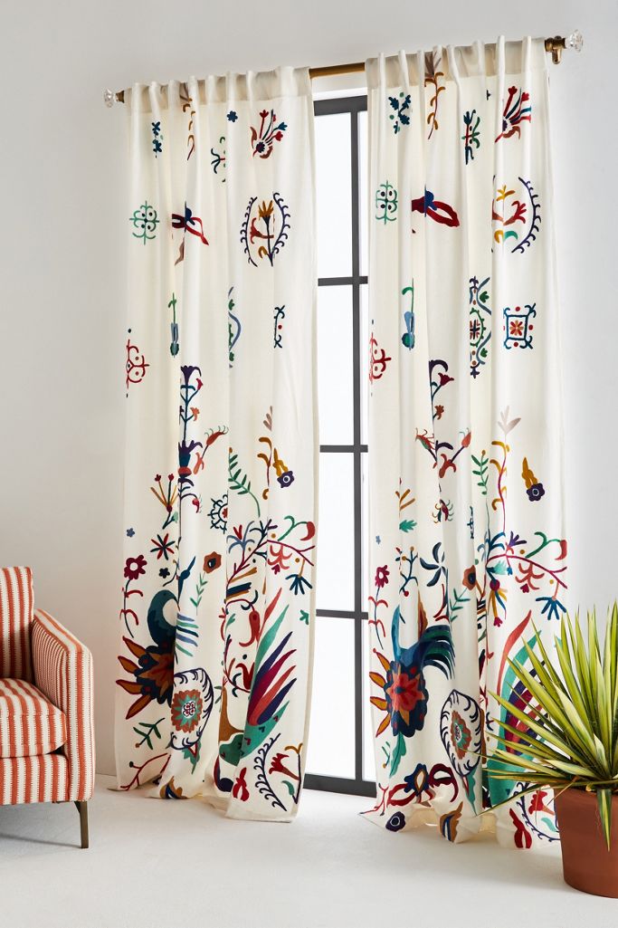 Embroidered Badia Curtain | Anthropologie