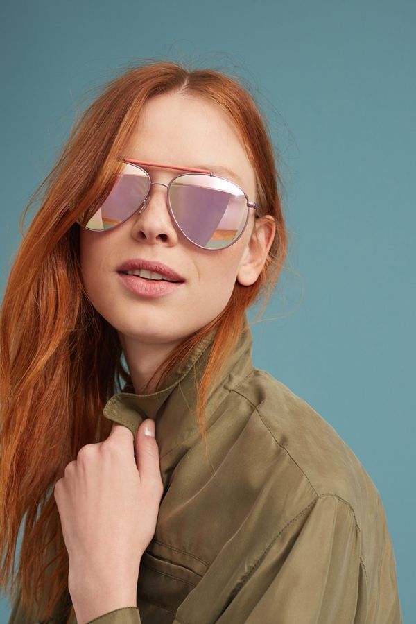 Ambered Rose Aviator Sunglasses | Anthropologie