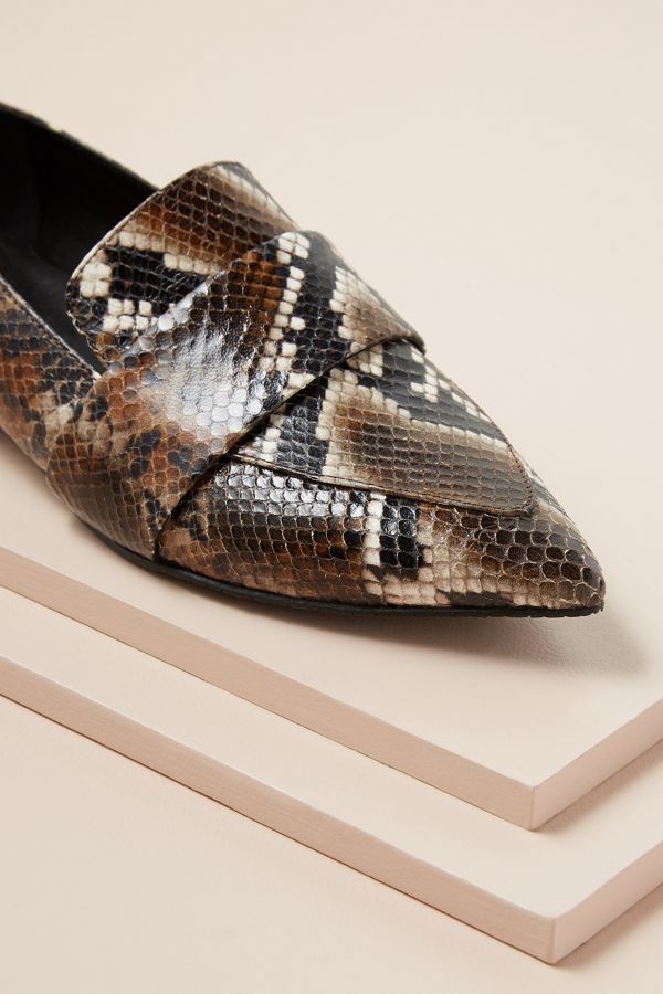 Snake-Effect Leather Loafers | Anthropologie UK