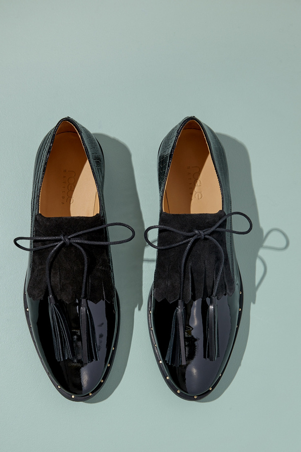 Rogue Matilda Anissa Textured Patent-Leather Brogues | Anthropologie UK