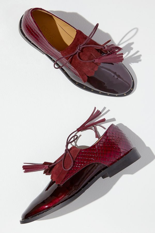 Rogue Matilda Anissa Textured Patent-Leather Brogues | Anthropologie UK