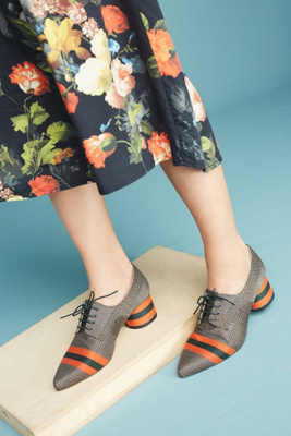 Lenora Olga Striped Oxford Heels | Anthropologie