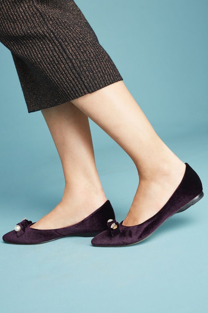 All Black Velvet Almond-Toe Flats | Anthropologie
