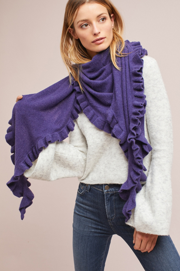 Ruffled Cashmere Wrap | Anthropologie