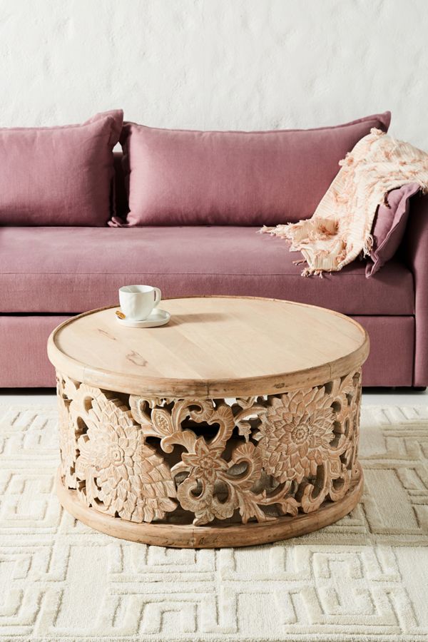 Handcarved Lotus Coffee Table | Anthropologie