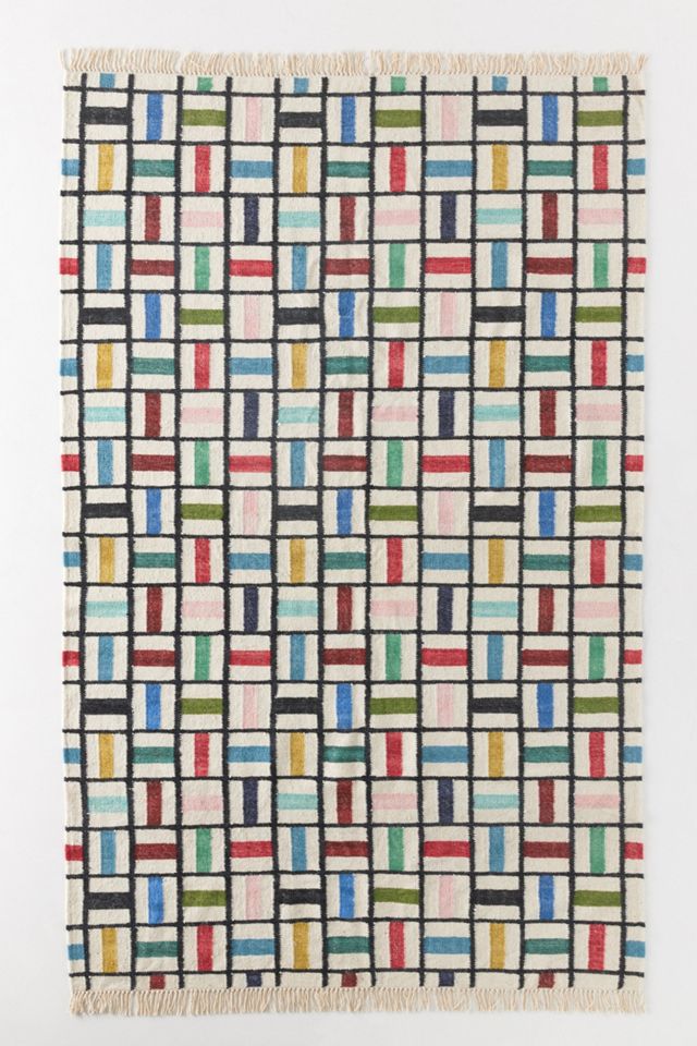 Anna Spiro Flatwoven Tile Grid Rug | Anthropologie