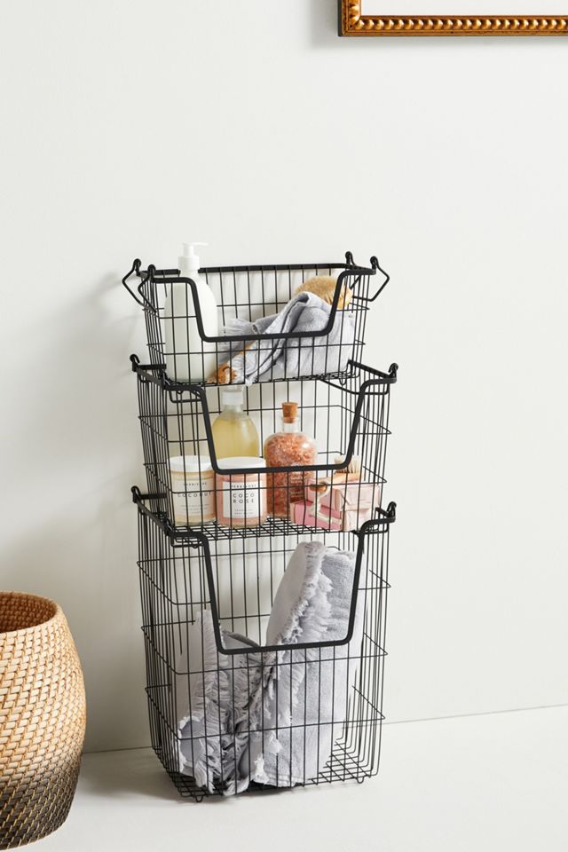 Barbra Stackable Wire Storage Bin | Anthropologie