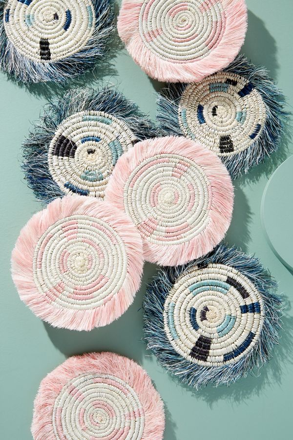 Set of 4 Fringed Coasters | Anthropologie UK