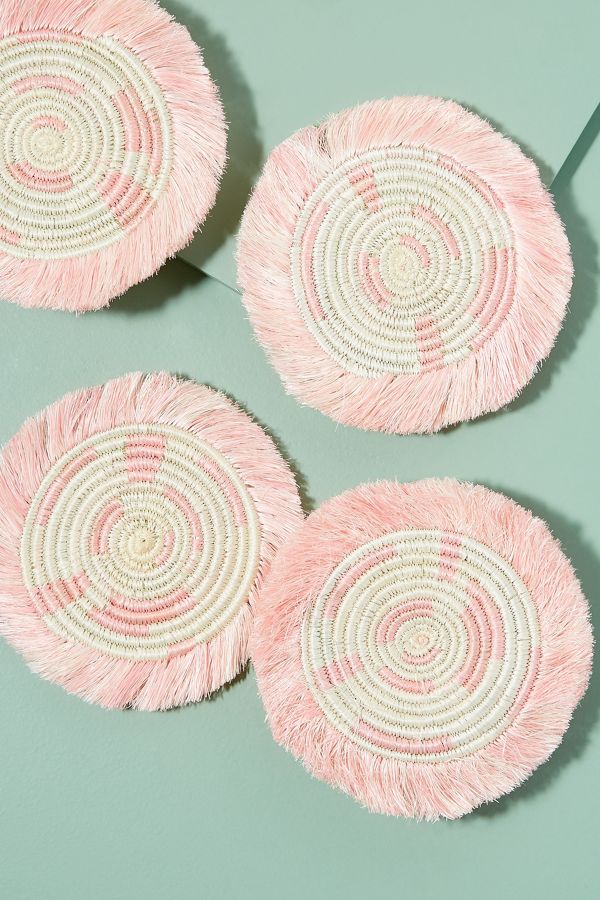 Set of 4 Fringed Coasters | Anthropologie UK