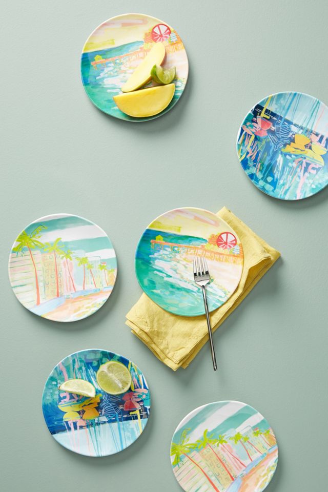 Sunscene Melamine Canape Plates, Set of 6 | Anthropologie