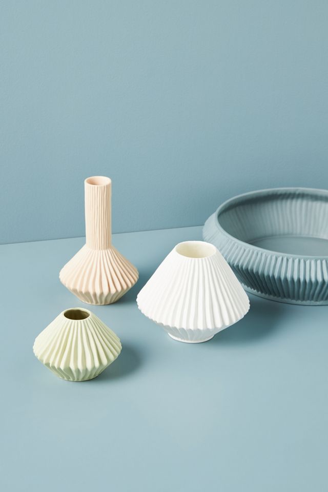 Pleated Porcelain Vase | Anthropologie