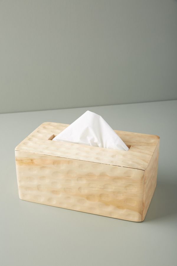 Chiseled Wood Tissue Box | Anthropologie