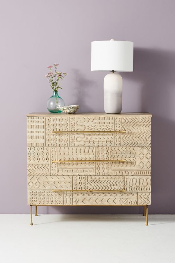 Handcarved Patchwork Three-Drawer Dresser | Anthropologie