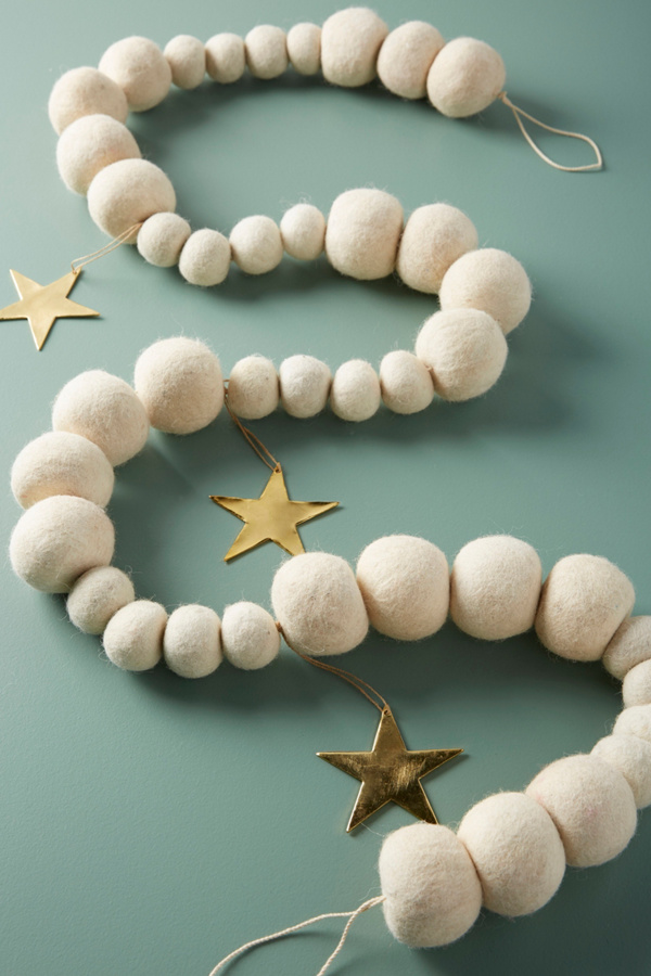 White Felted Garland | Anthropologie