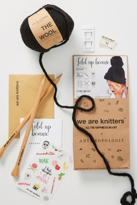 Fold-Up Beanie Knitting Kit | Anthropologie