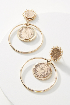 Dannijo Nia Coin Hooped Post Earrings | Anthropologie