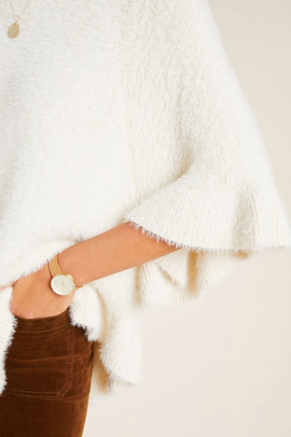 Falling Snow Ruffled Poncho | Anthropologie