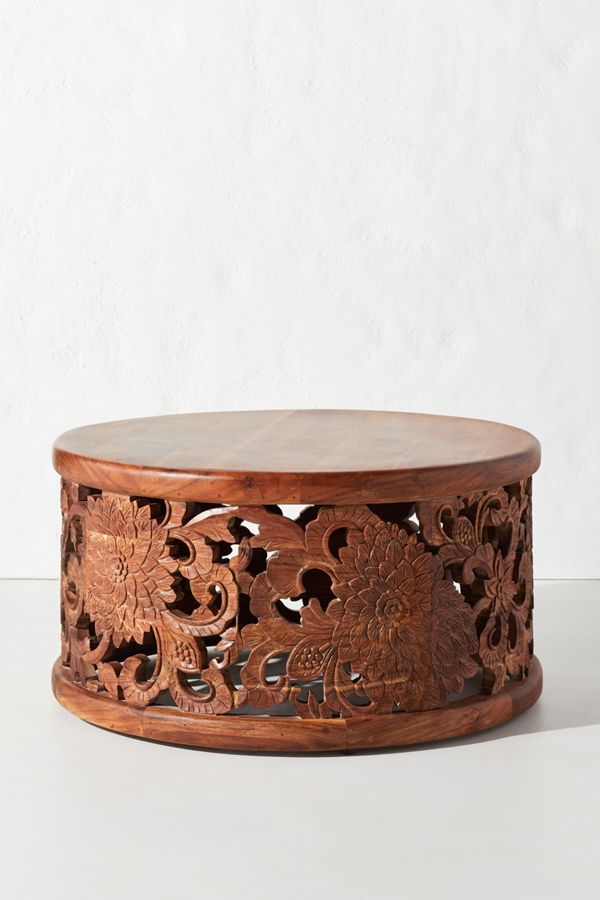 Handcarved Lotus Coffee Table | Anthropologie