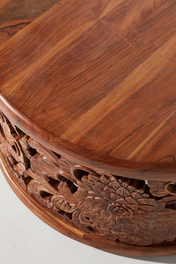 Handcarved Lotus Coffee Table | Anthropologie