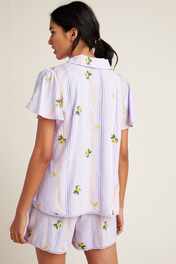 Lemon-Embroidered Sleep Top | Anthropologie