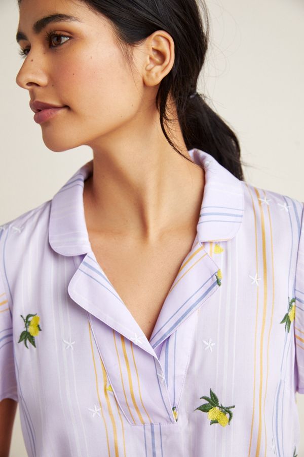 Lemon-Embroidered Sleep Top | Anthropologie