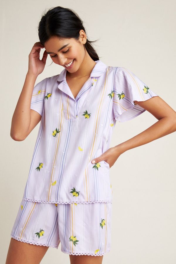 Lemon-Embroidered Sleep Top | Anthropologie