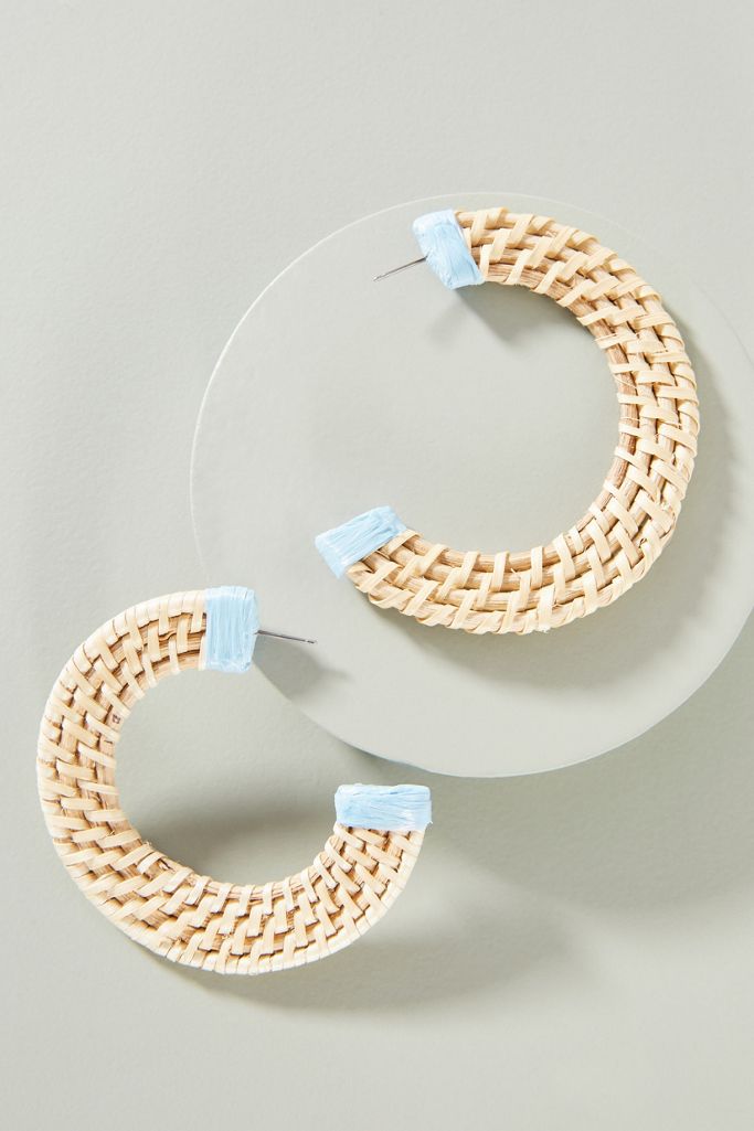Woven Wicker Hoop Earrings | Anthropologie