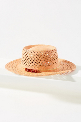 Beaded Straw Boater Hat | Anthropologie