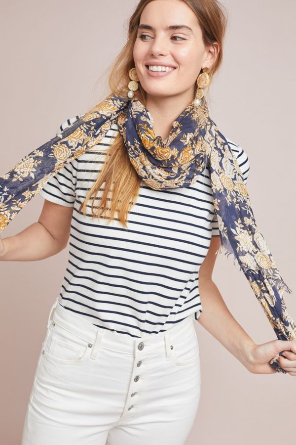 Alexis Floral Frayed Scarf | Anthropologie