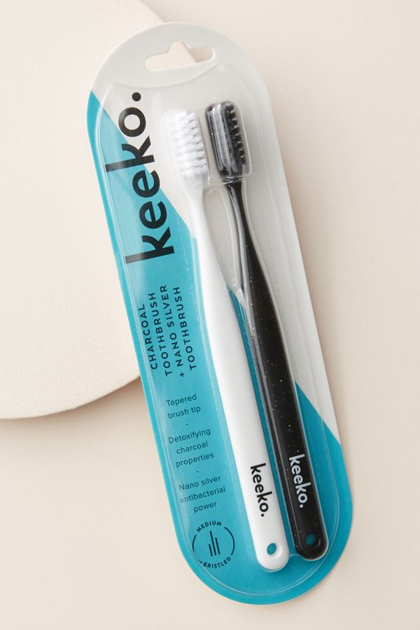 Keeko Charcoal + Nanosilver Toothbrush Set | Anthropologie