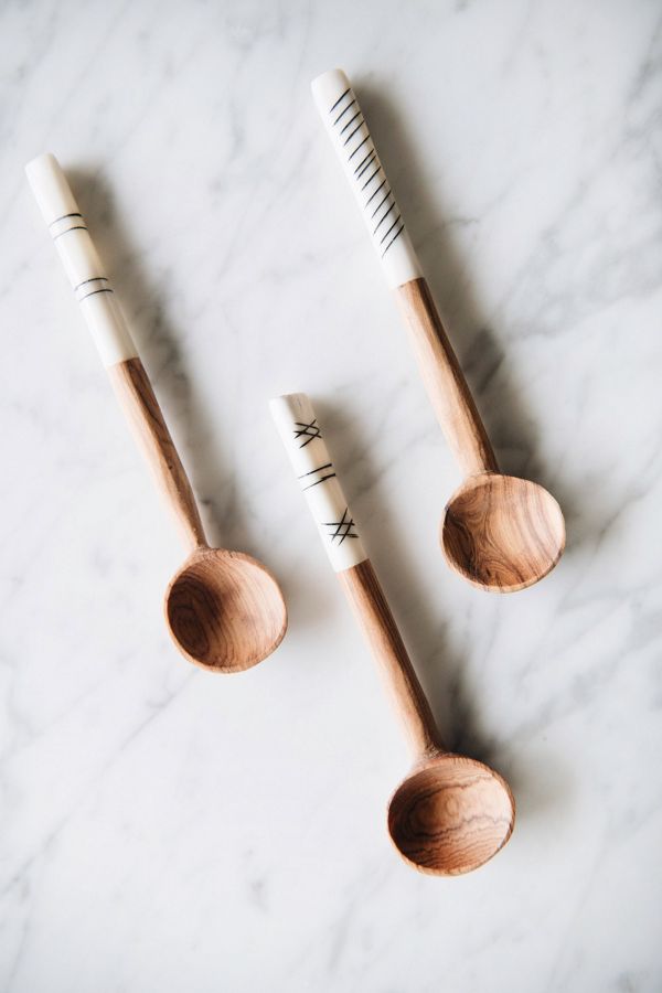 Connected Goods Wild Olive Wood Sugar Spoon Set | Anthropologie
