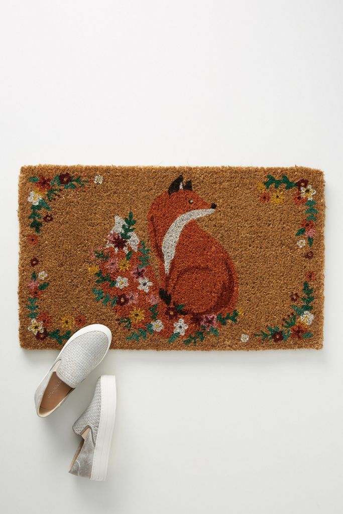 Floral Fox Doormat | Anthropologie