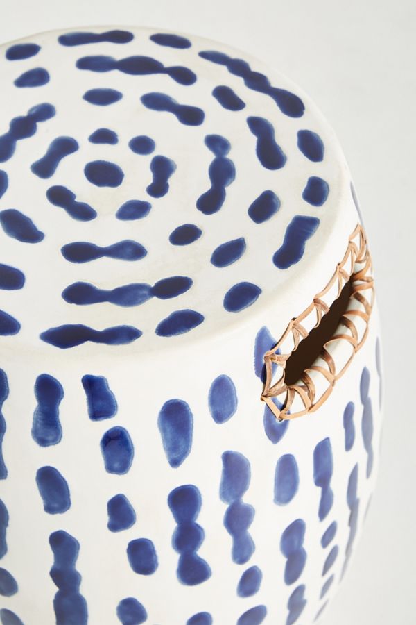Indigo-Striped Ceramic Stool | Anthropologie UK