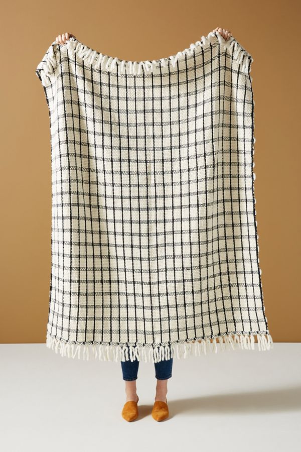 Checked Wool Throw Blanket | Anthropologie