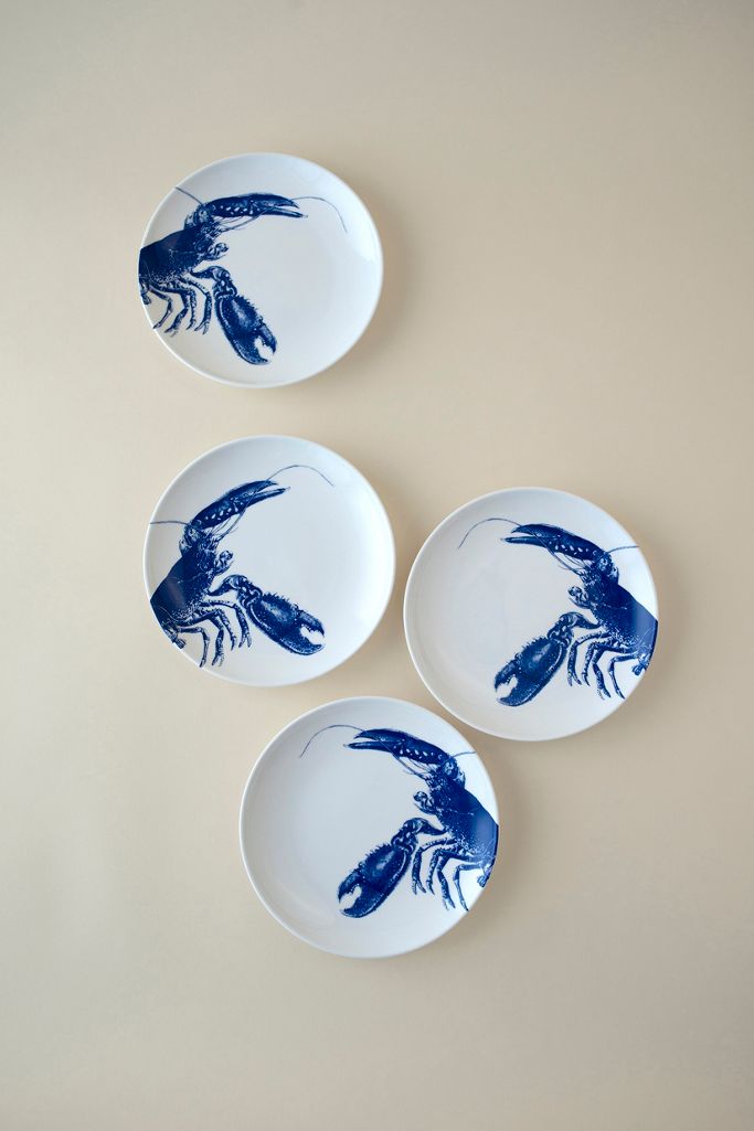 Caskata Lobster Blue Canapes, Set of 4 | Anthropologie