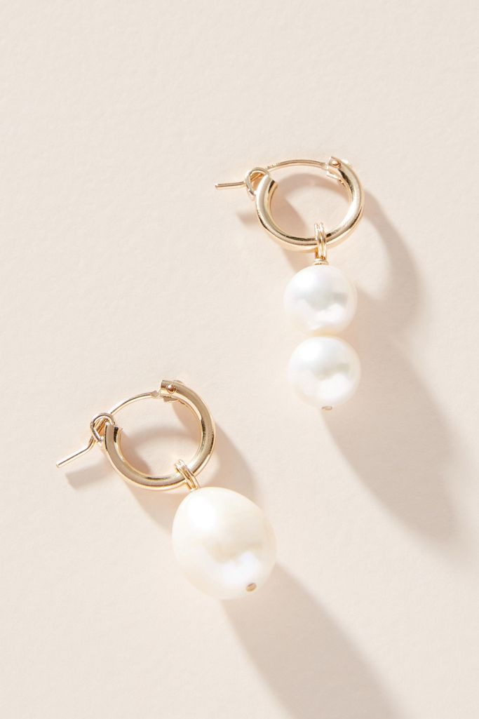 NST Studio Mismatched Pearl Hoop Earrings | Anthropologie