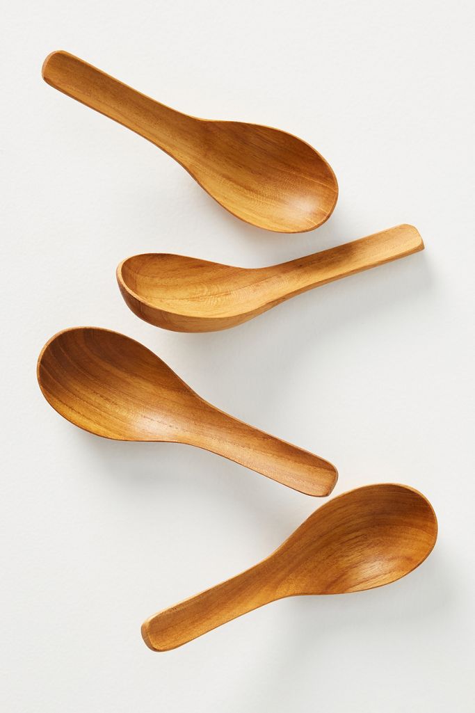 Teak Wonton Spoons, Set of 4 | Anthropologie