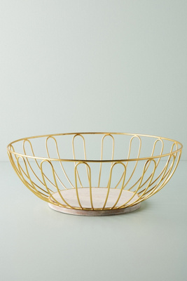 Gold Wire Large Fruit Basket | Anthropologie